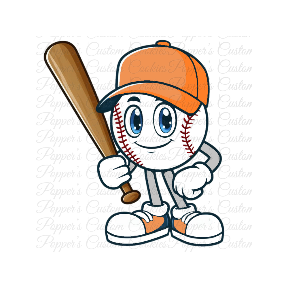 Baseball, Guy, Orange Hat & Sneakers, With Bat – The Design Studio for ...