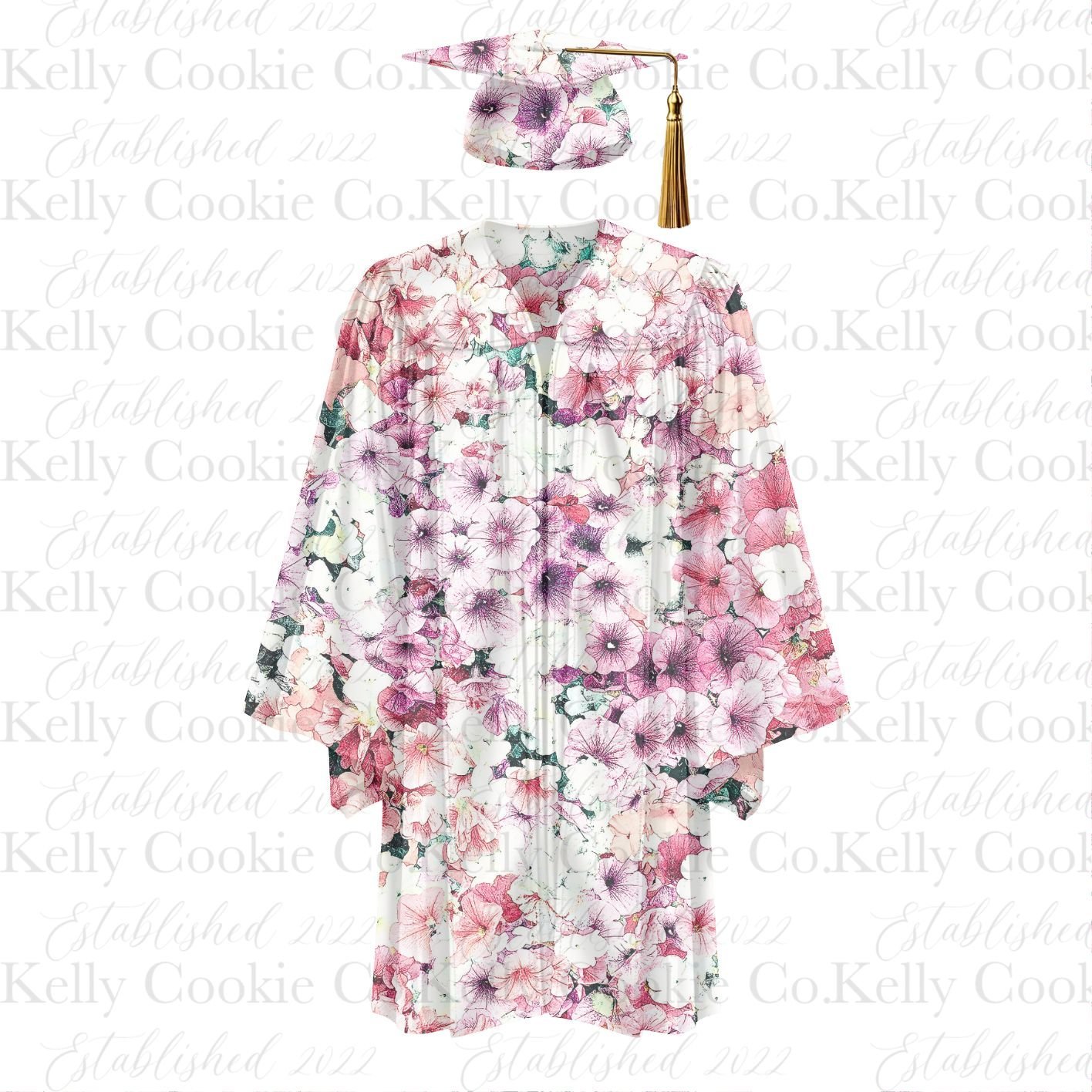 Cap & Gown Floral, Gold Tassel – The Design Studio for Kelly Cookie Co.